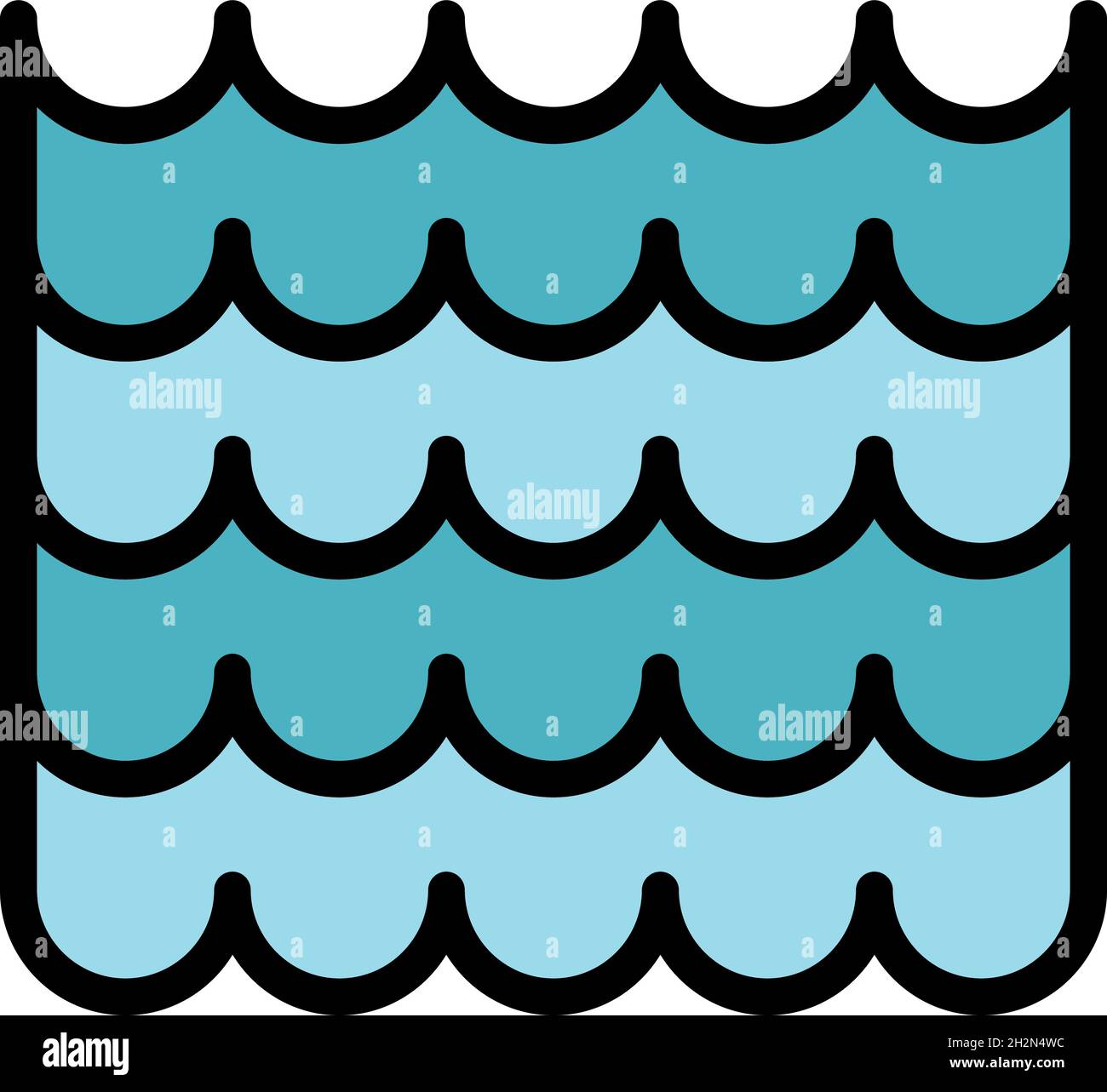 Wave house roof icon. Outline wave house roof vector icon color flat ...