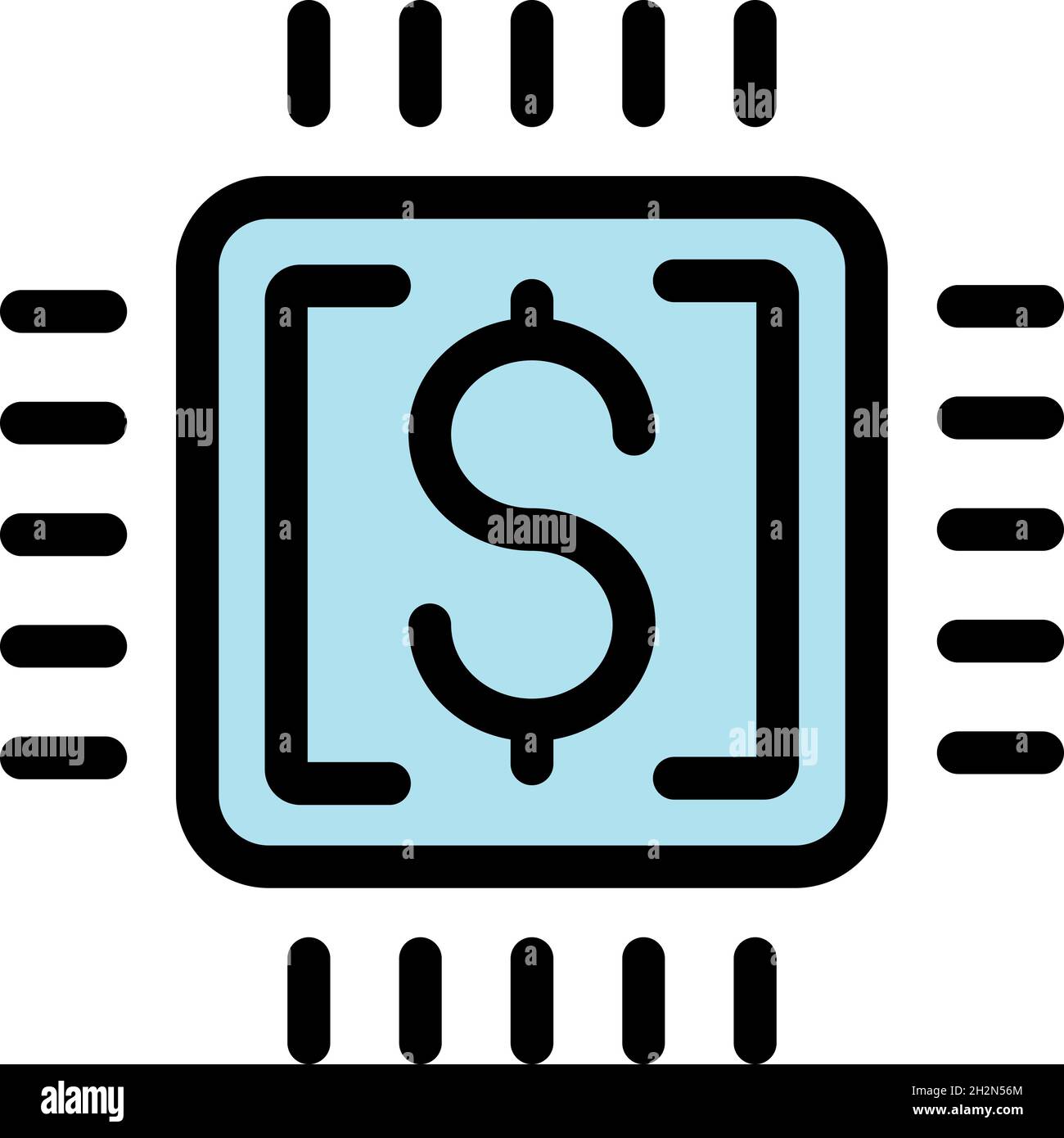 Money processor icon. Outline money processor vector icon color flat ...