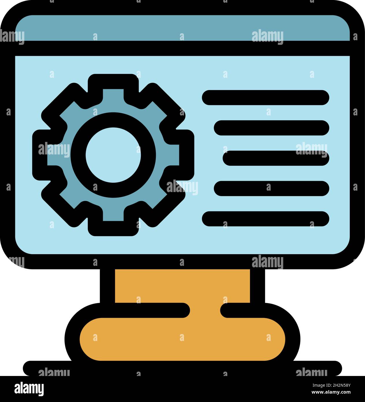 Monitor gear system icon. Outline monitor gear system vector icon color ...