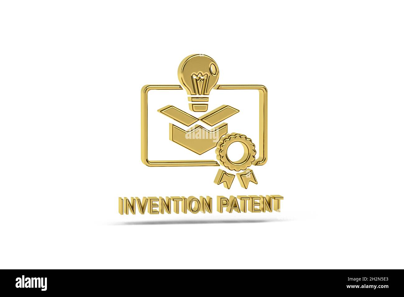 Golden 3d patent icon isolated on white background - 3d render Stock ...