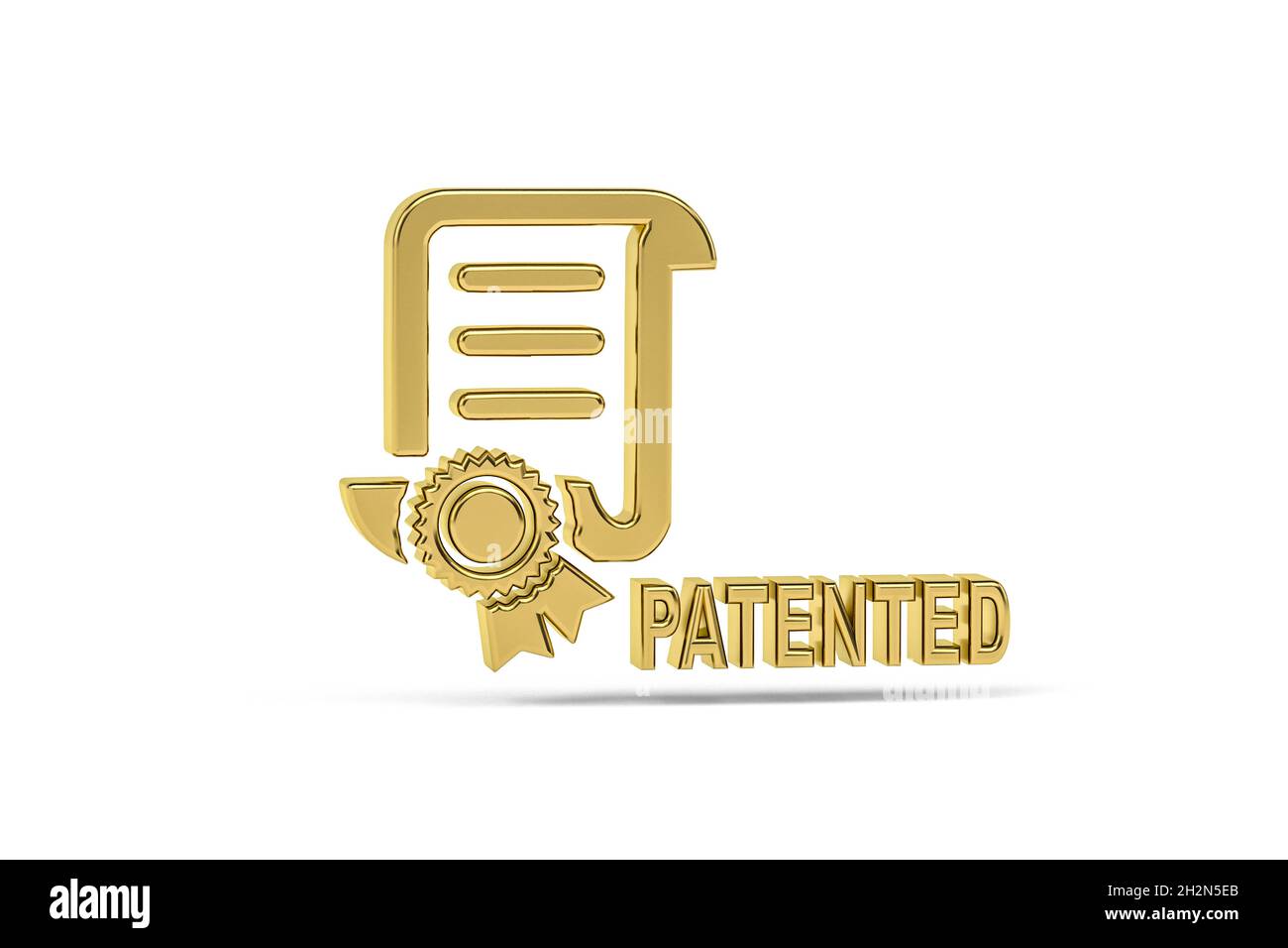 Golden 3d patent icon isolated on white background - 3d render Stock ...