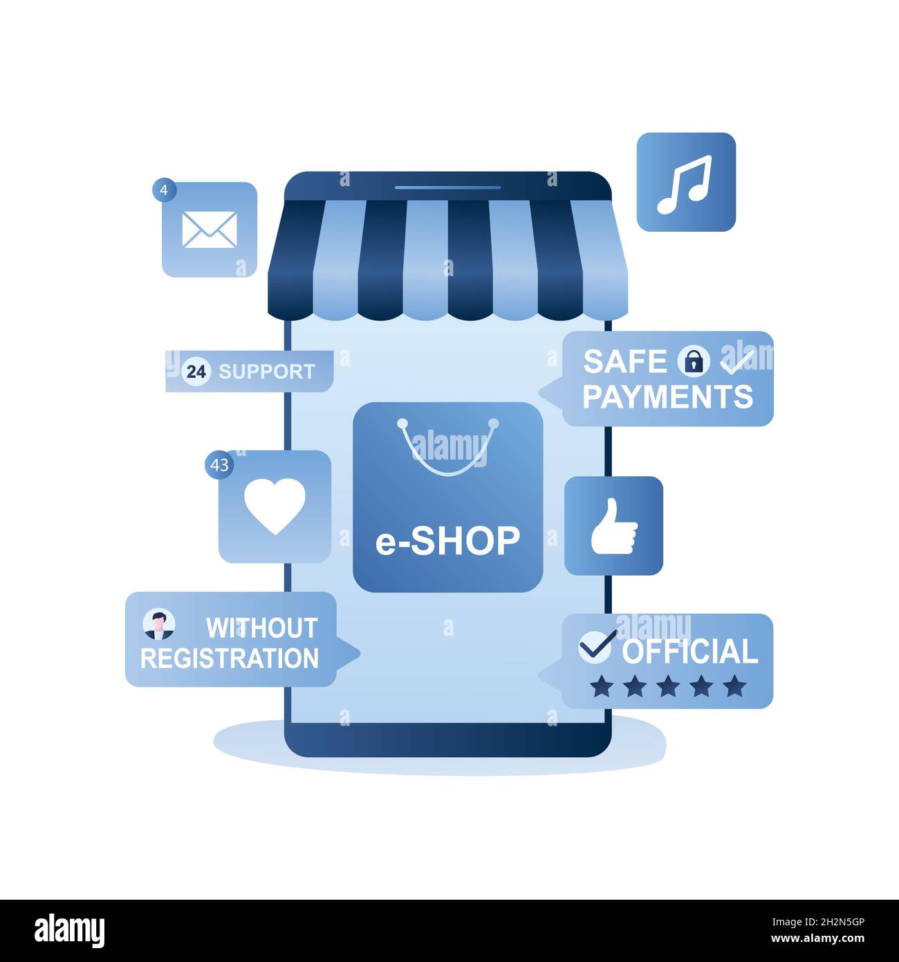 Modern smartphone with e-commerce application,mobile shop with various ...