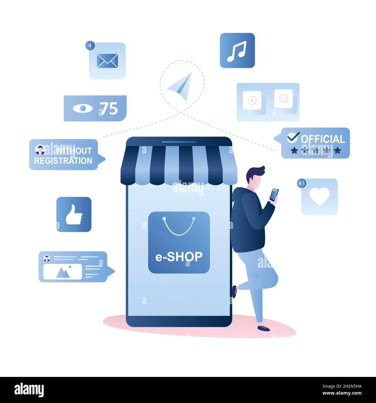 Modern smartphone with e-commerce application,mobile shop with various ...