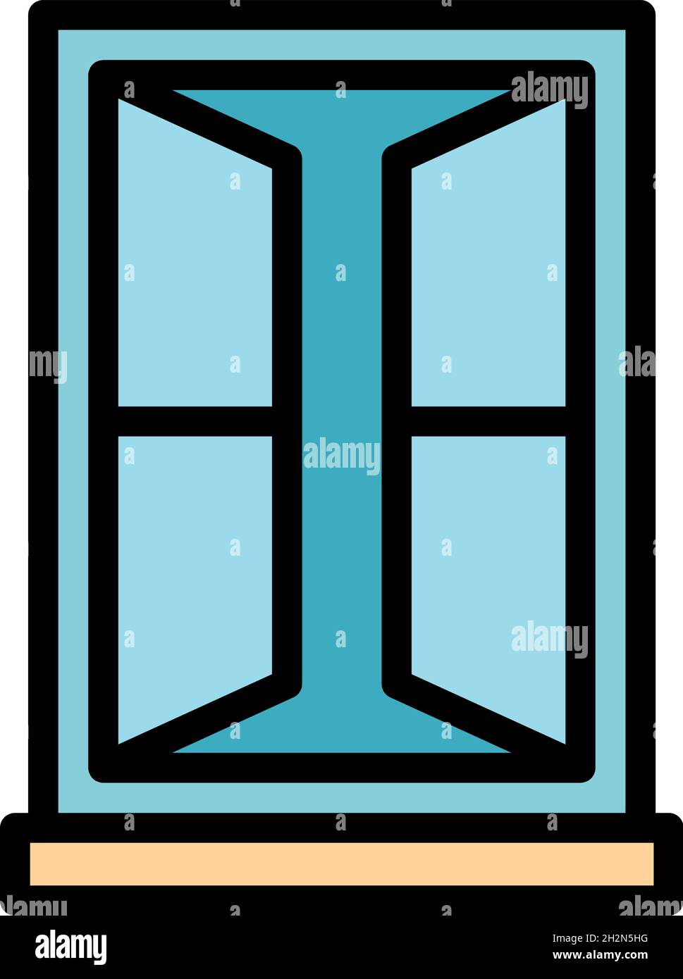 Open window frame icon. Outline open window frame vector icon color ...