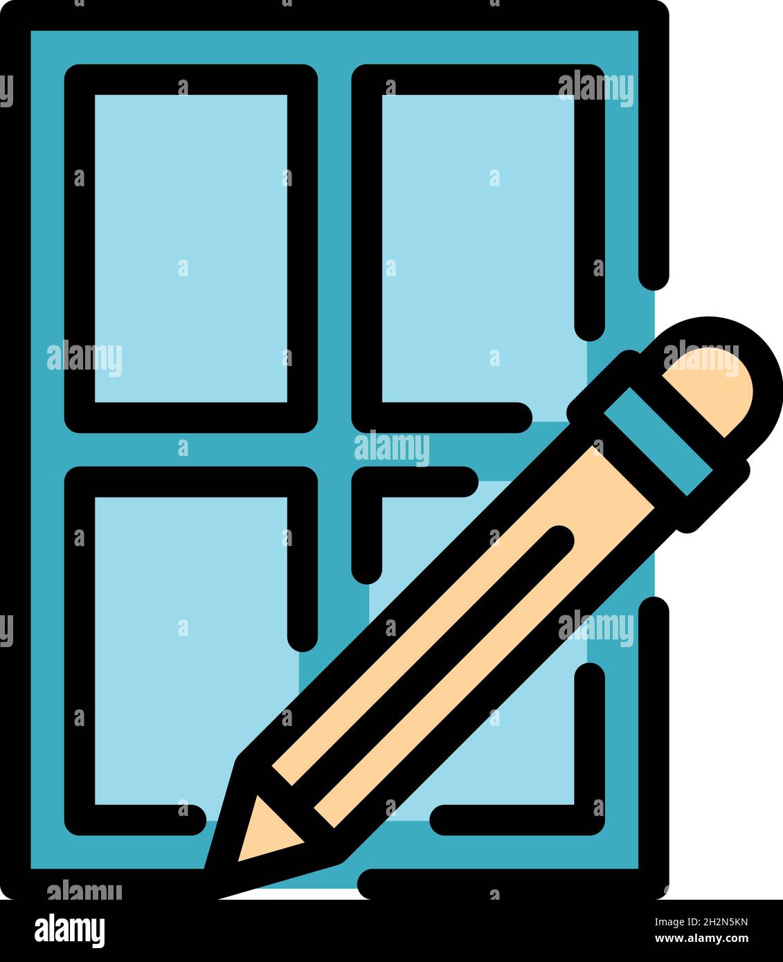 Pen writing window icon. Outline pen writing window vector icon color ...
