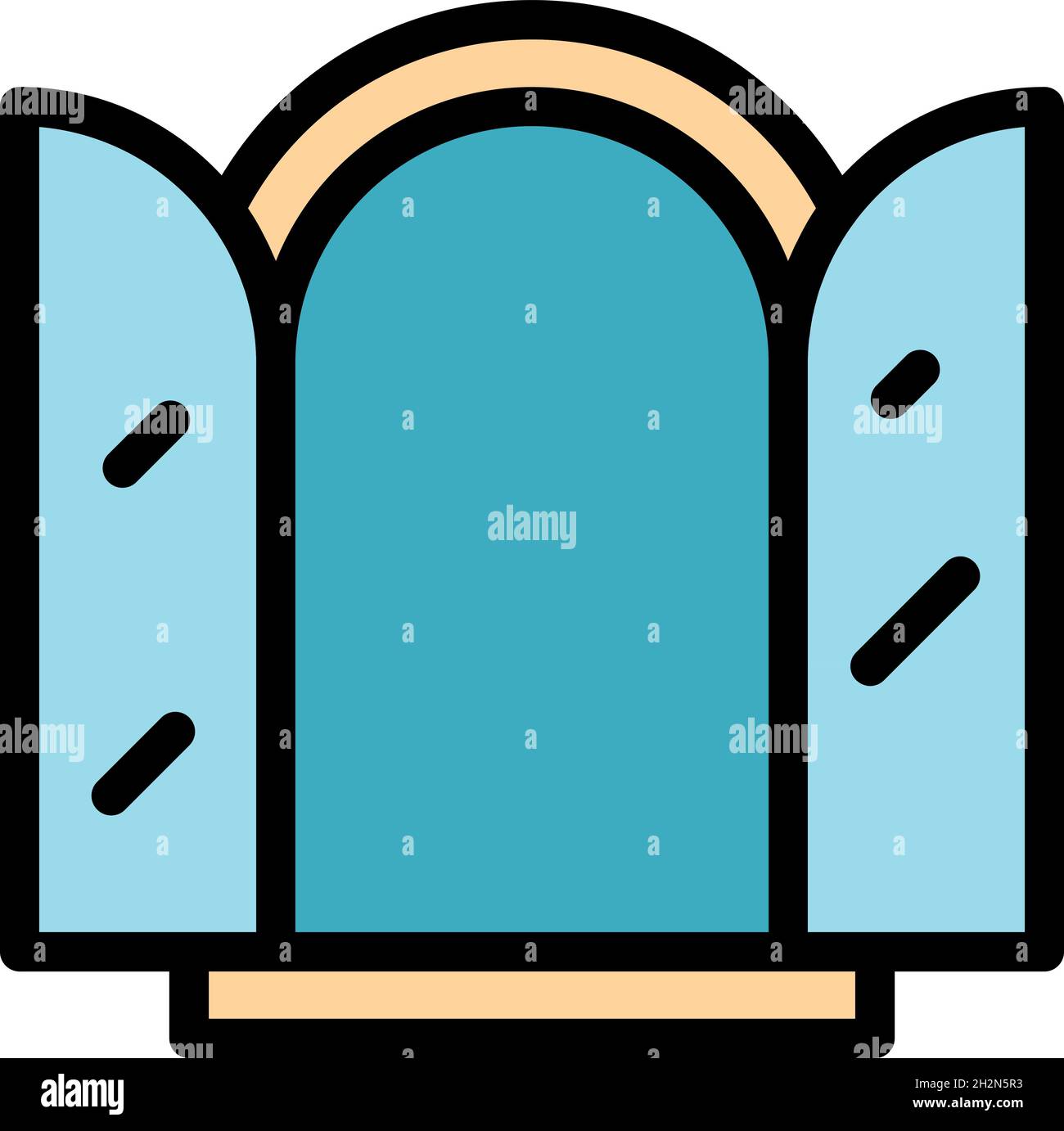 Open arch window icon. Outline open arch window vector icon color flat ...