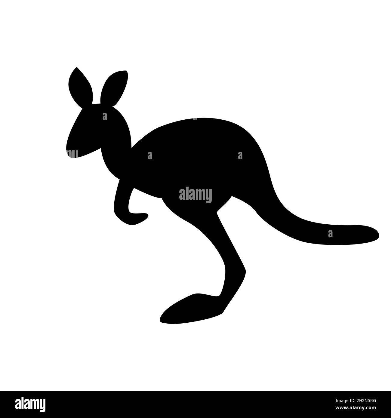 Kangaroo silhouette isolated on white background.Black kangaroo view ...