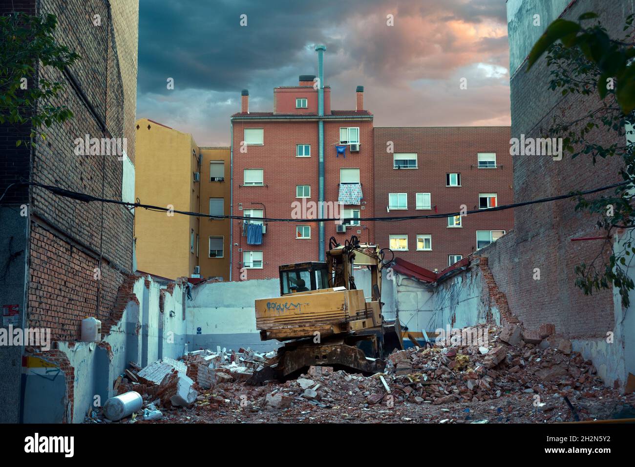 Demolition of house in a city residential area Stock Photo - Alamy