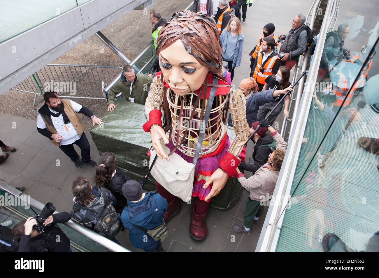 London, UK, 23 October 2021: The 3.5 metre tall puppet Little Amal ...