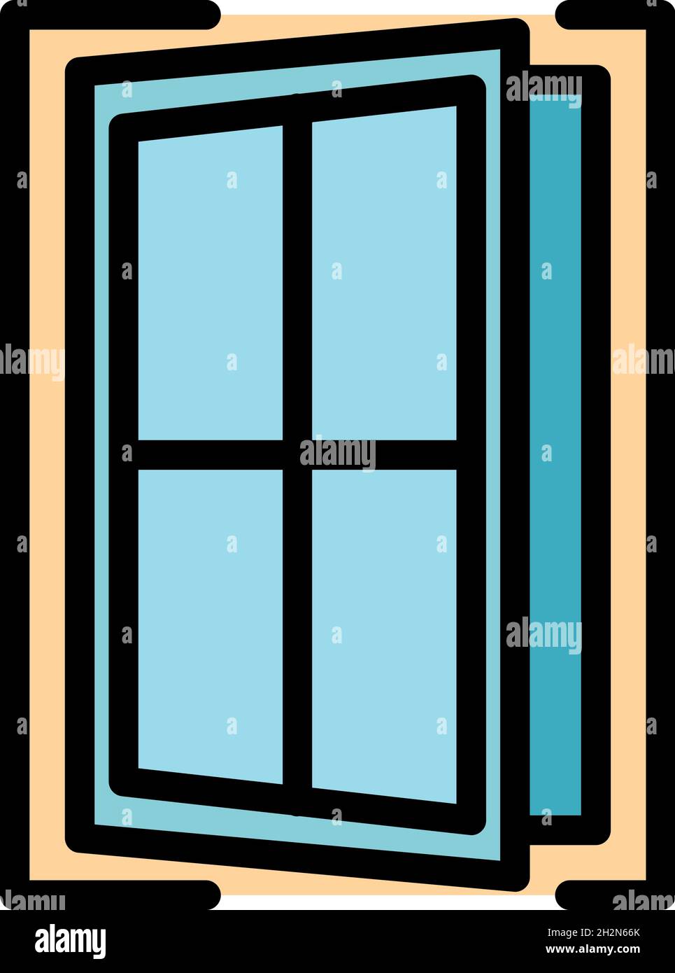 Cross window icon. Outline cross window vector icon color flat isolated ...