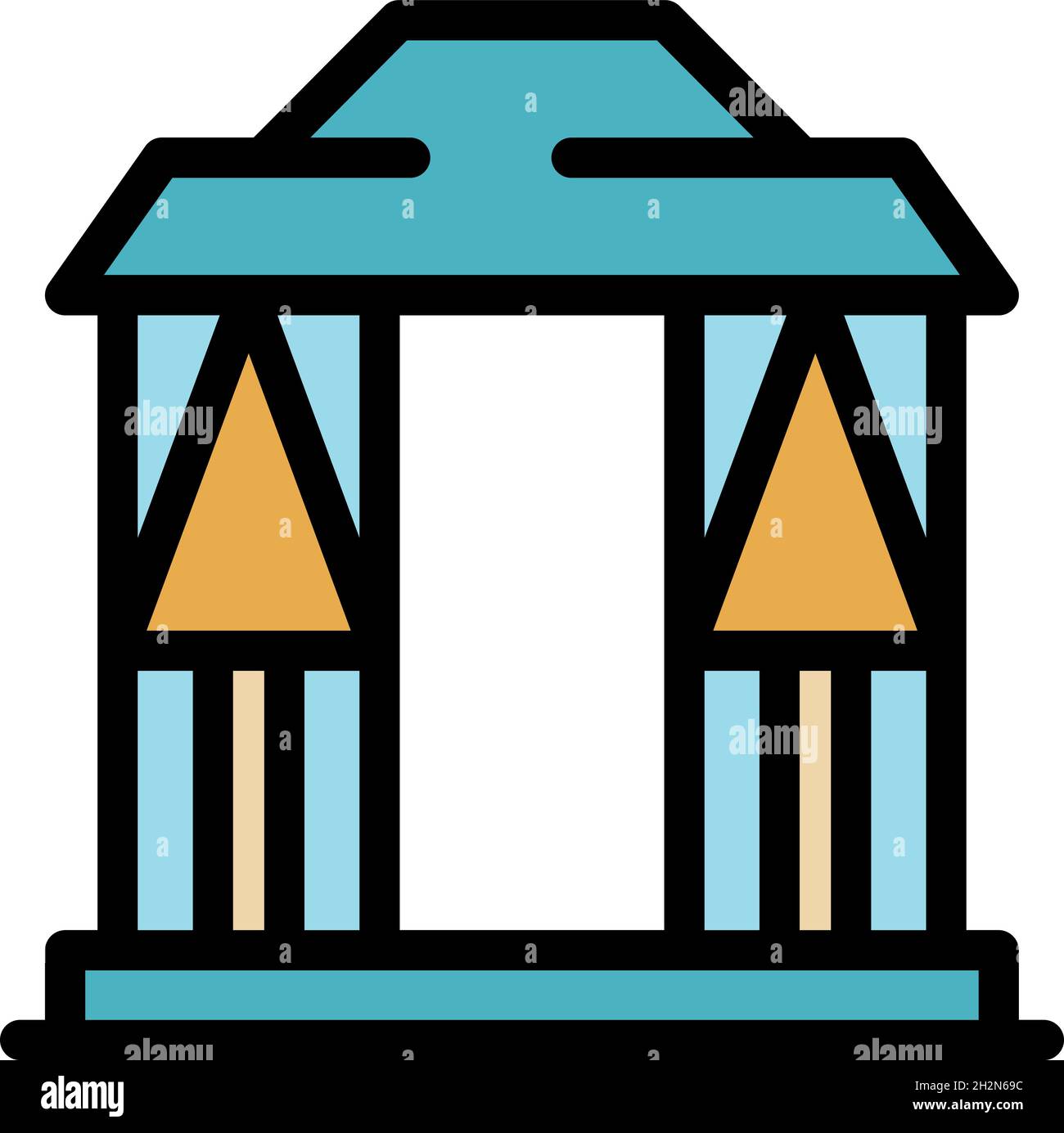 Pergola gazebo icon. Outline pergola gazebo vector icon color flat ... Pergola gazebo icon. Outline pergola gazebo vector icon color flat ...
