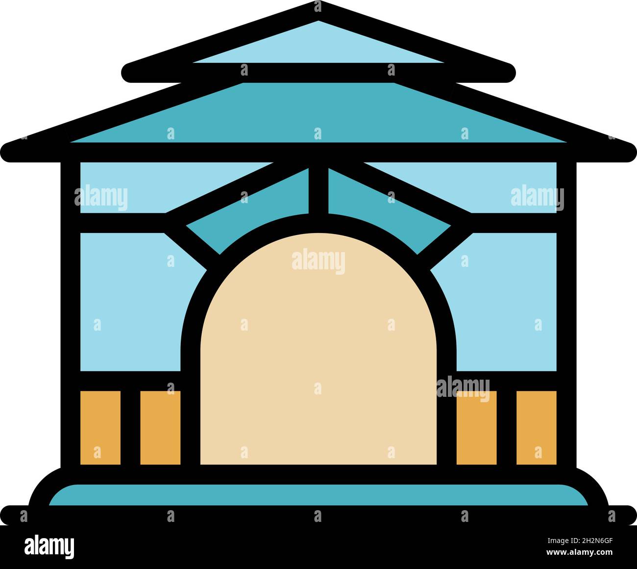 Pavilion gazebo icon. Outline pavilion gazebo vector icon color flat ...