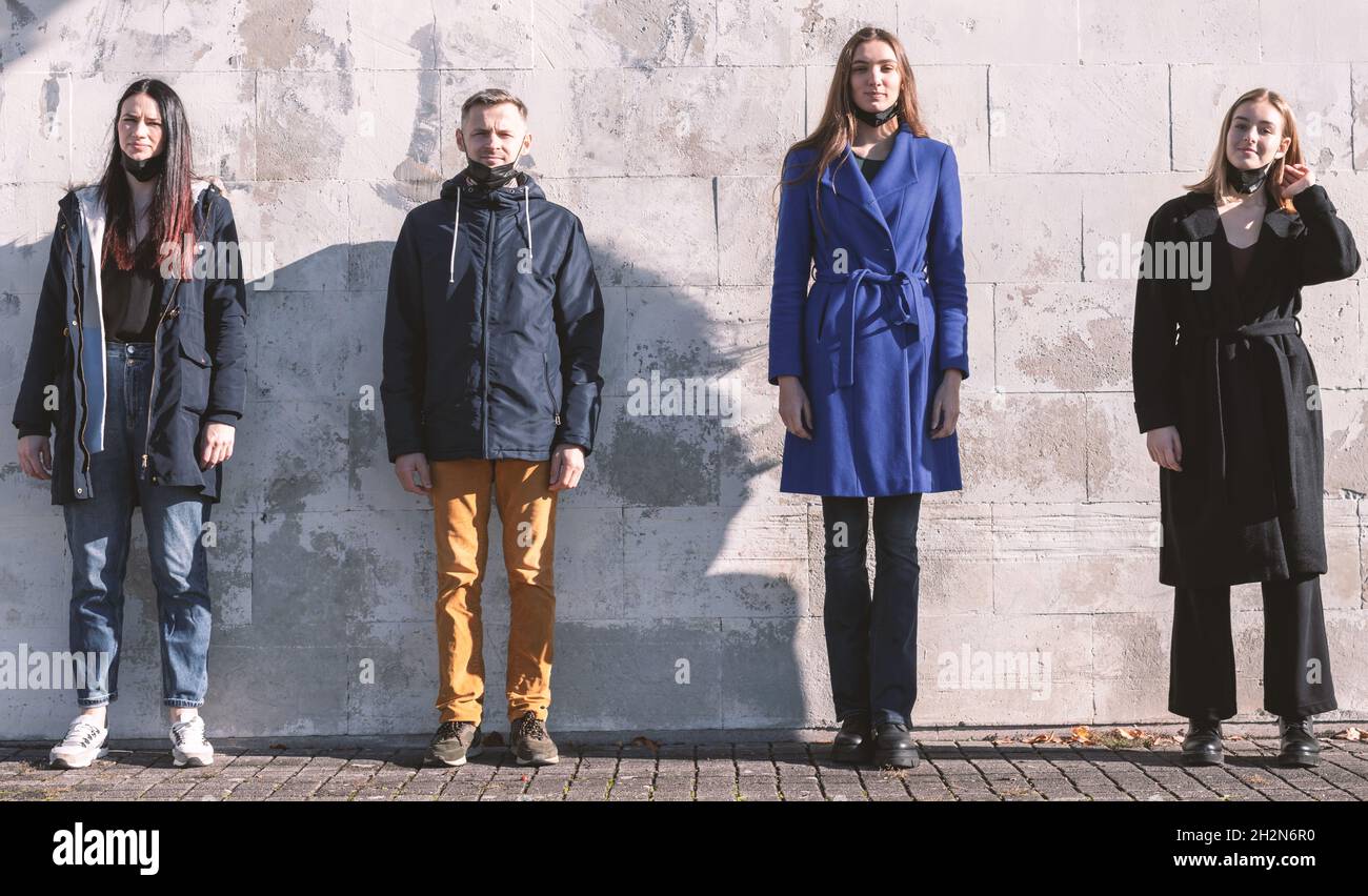 New is normal, health, covid-19, social distance concept. Young people ...
