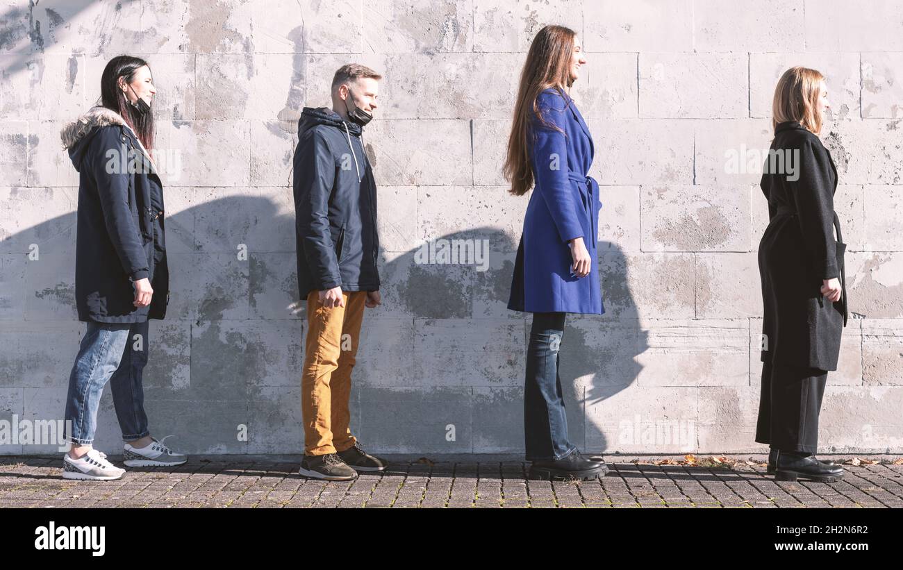 New is normal, health, covid-19, social distance concept. Young people ...