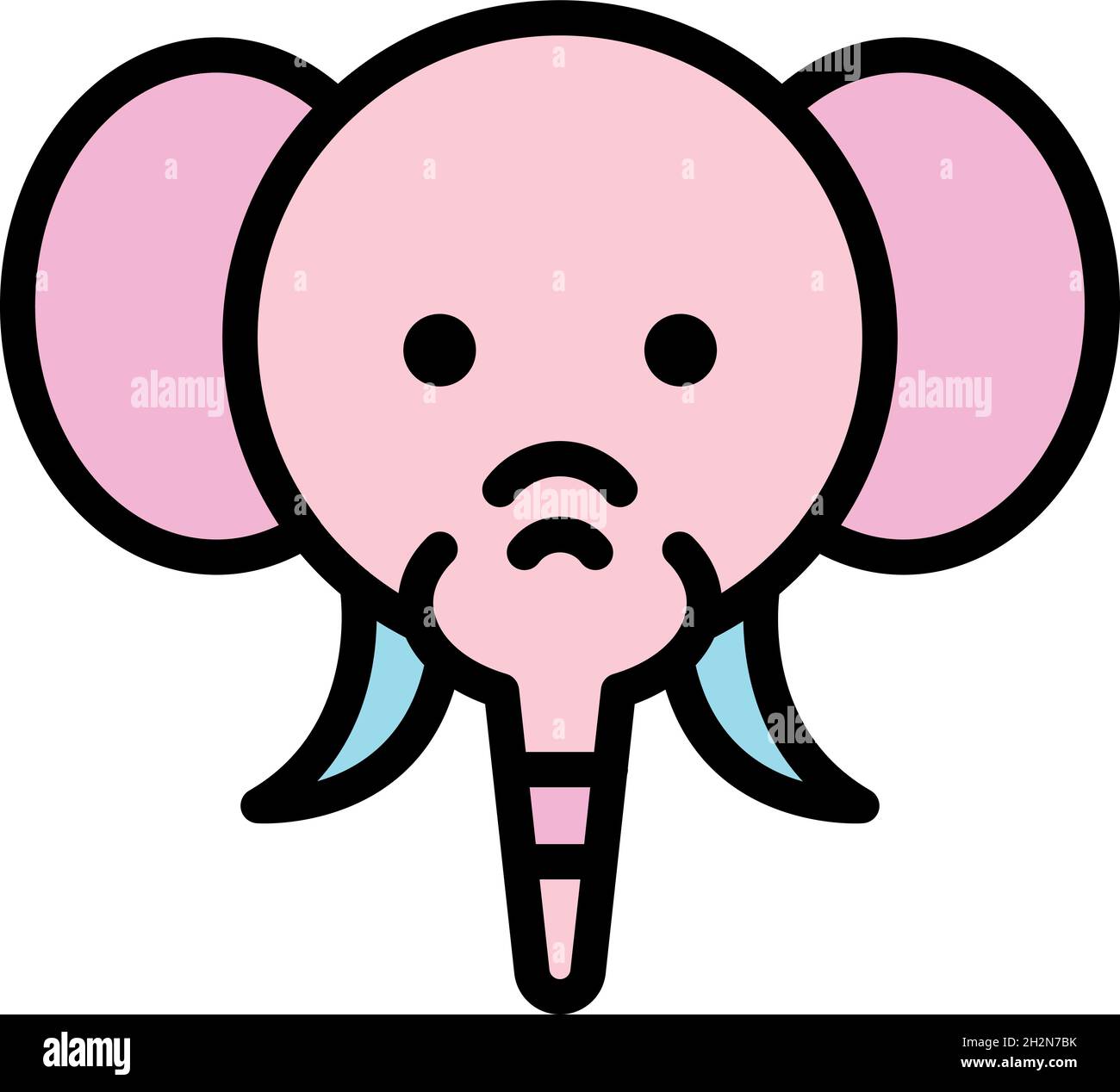 Elephant head icon. Outline elephant head vector icon color flat ...