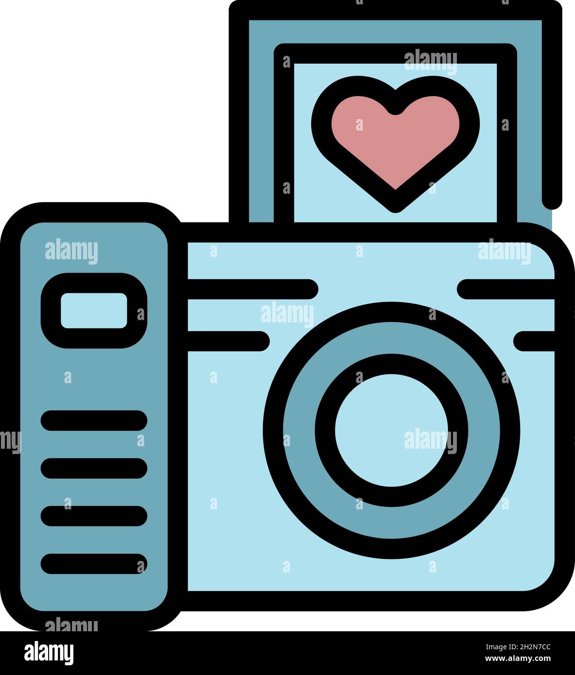 Wedding camera icon. Outline wedding camera vector icon color flat ...