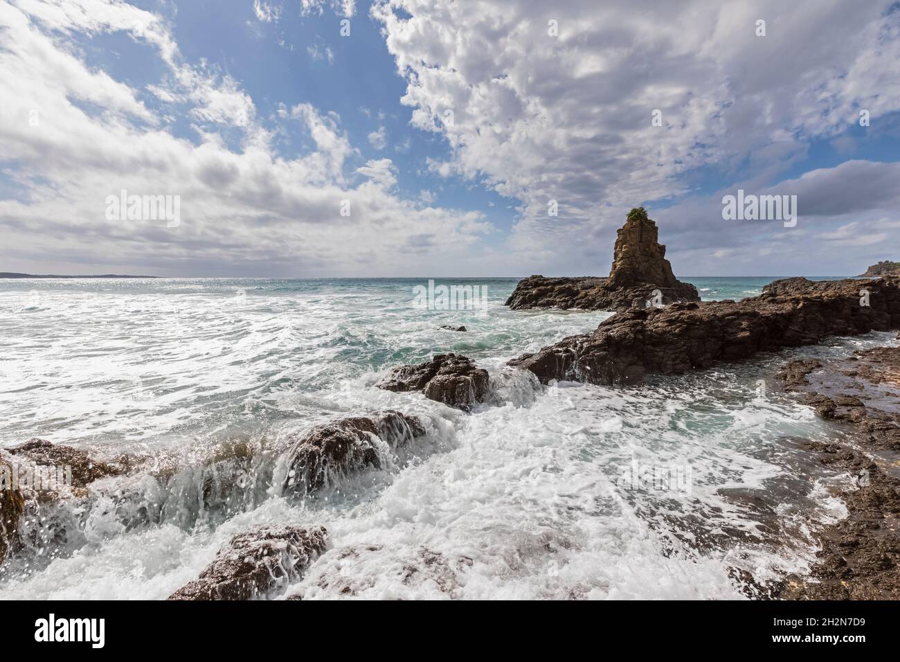 Female tourist photographing cathedral rocks jones beach hi-res stock ...