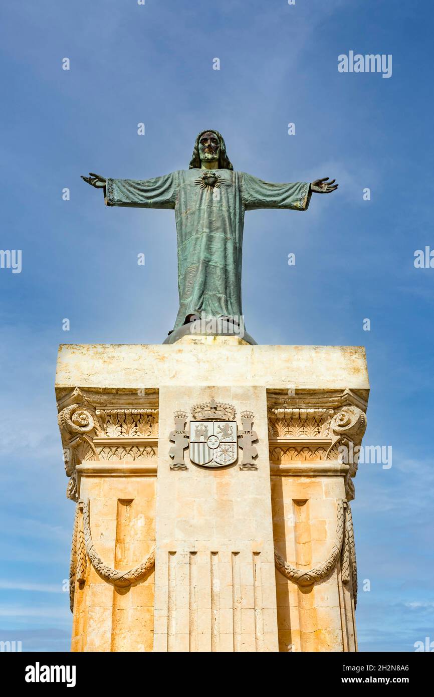Spain, Balearic Islands, Menorca, Es Mercadal, Statue of Jesus Christ ...
