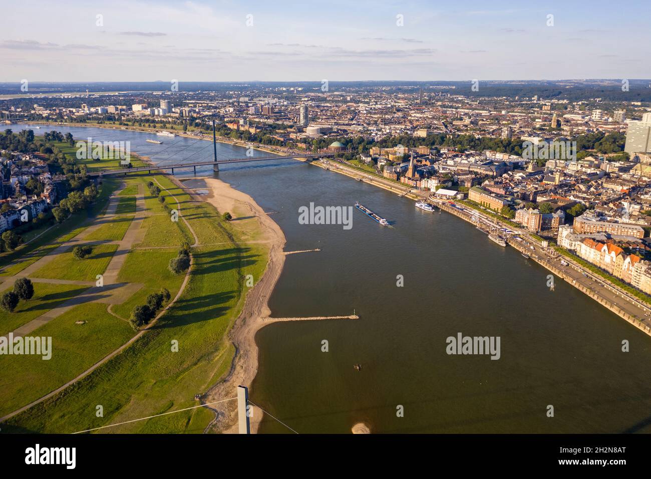 Aerial view river rhine oberkassel district hi-res stock photography ...