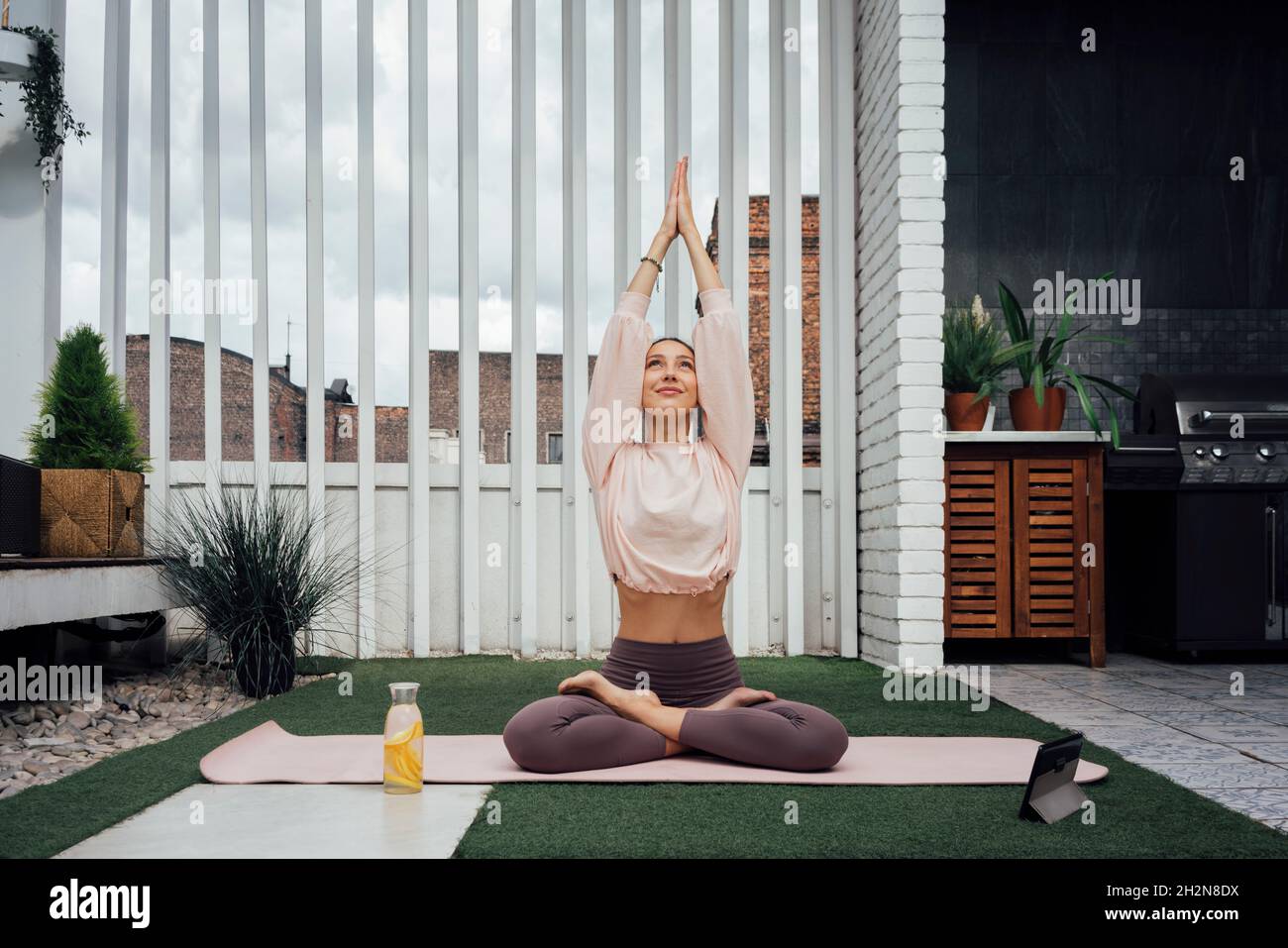Yoga lotus hands up hi-res stock photography and images - Alamy