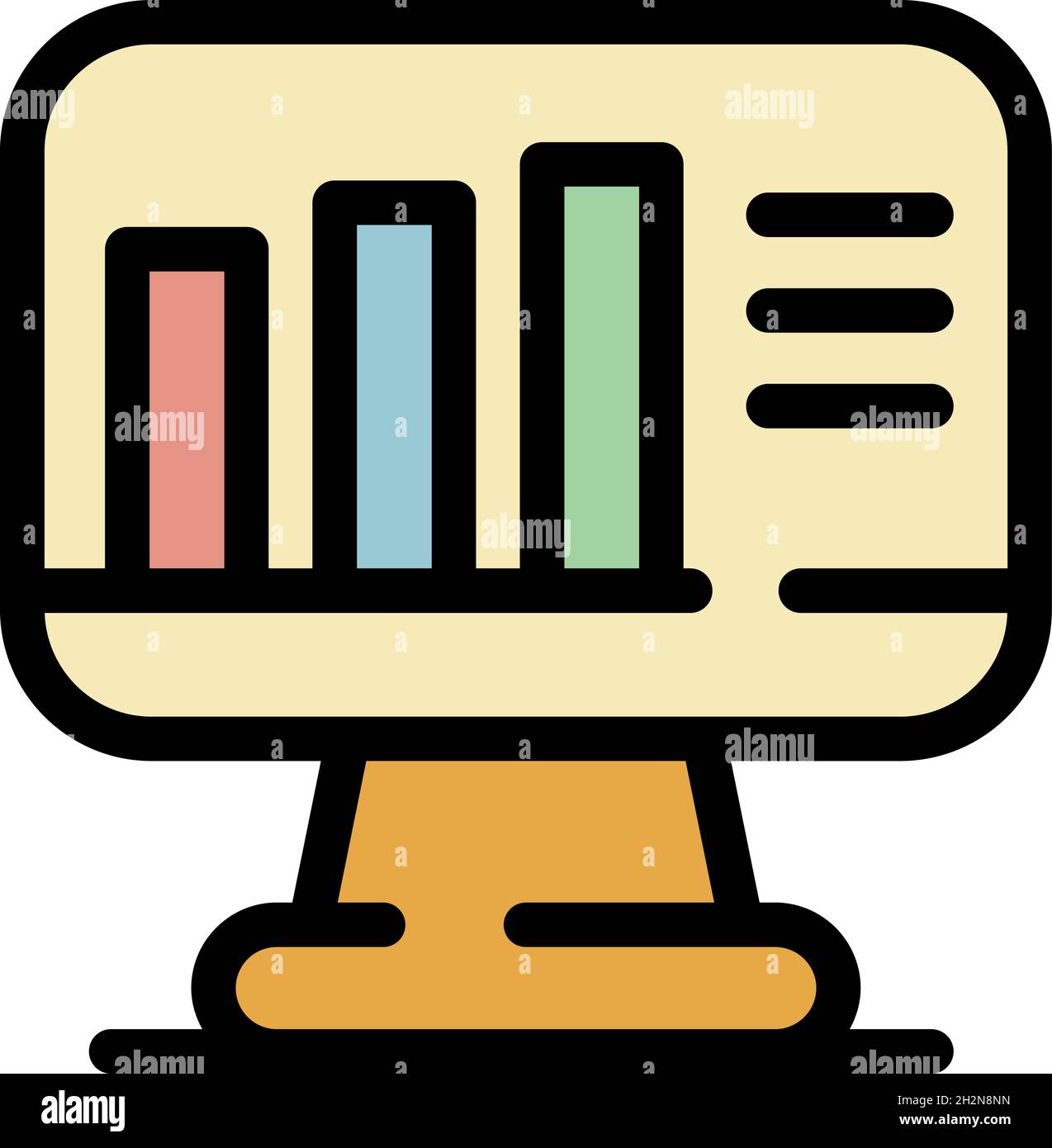 Monitor graph chart icon. Outline monitor graph chart vector icon color ...