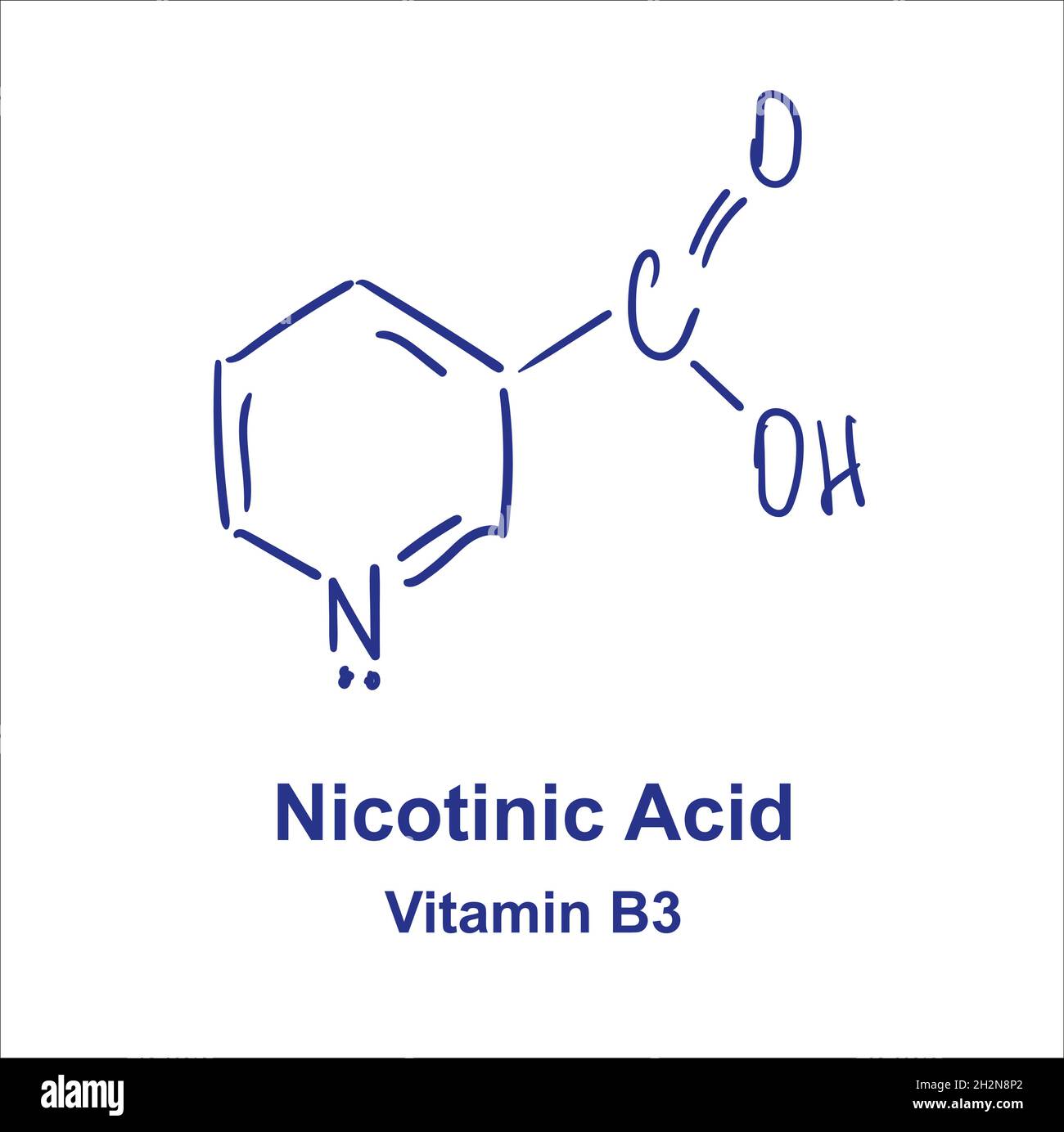 Nicotinic acid chemical structure. Vector illustration Hand drawn Stock ...