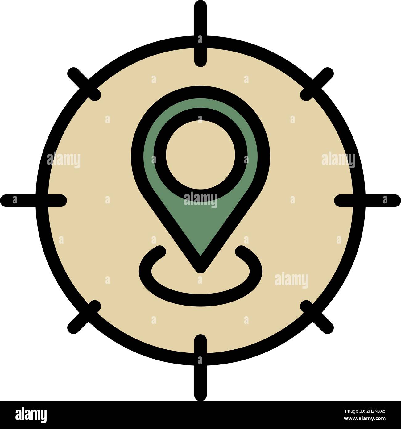 Target map pin icon. Outline target map pin vector icon color flat ...