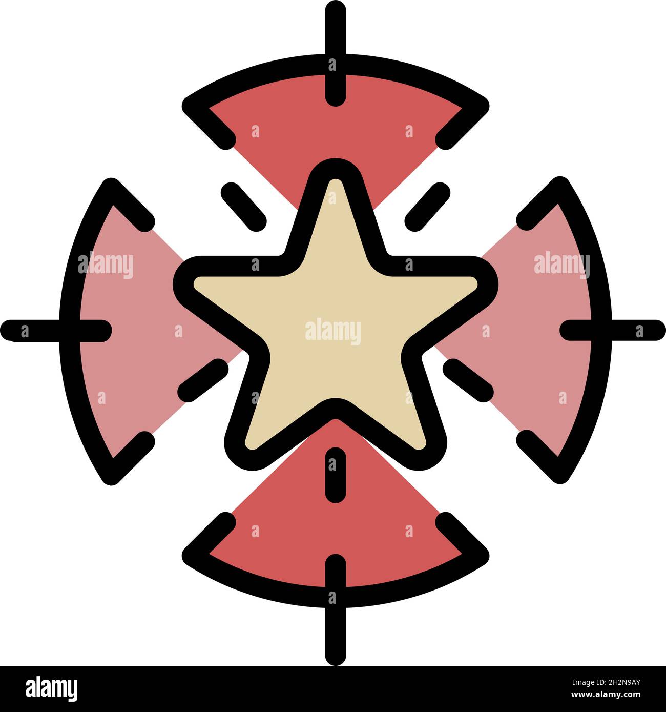Star target icon. Outline star target vector icon color flat isolated ...