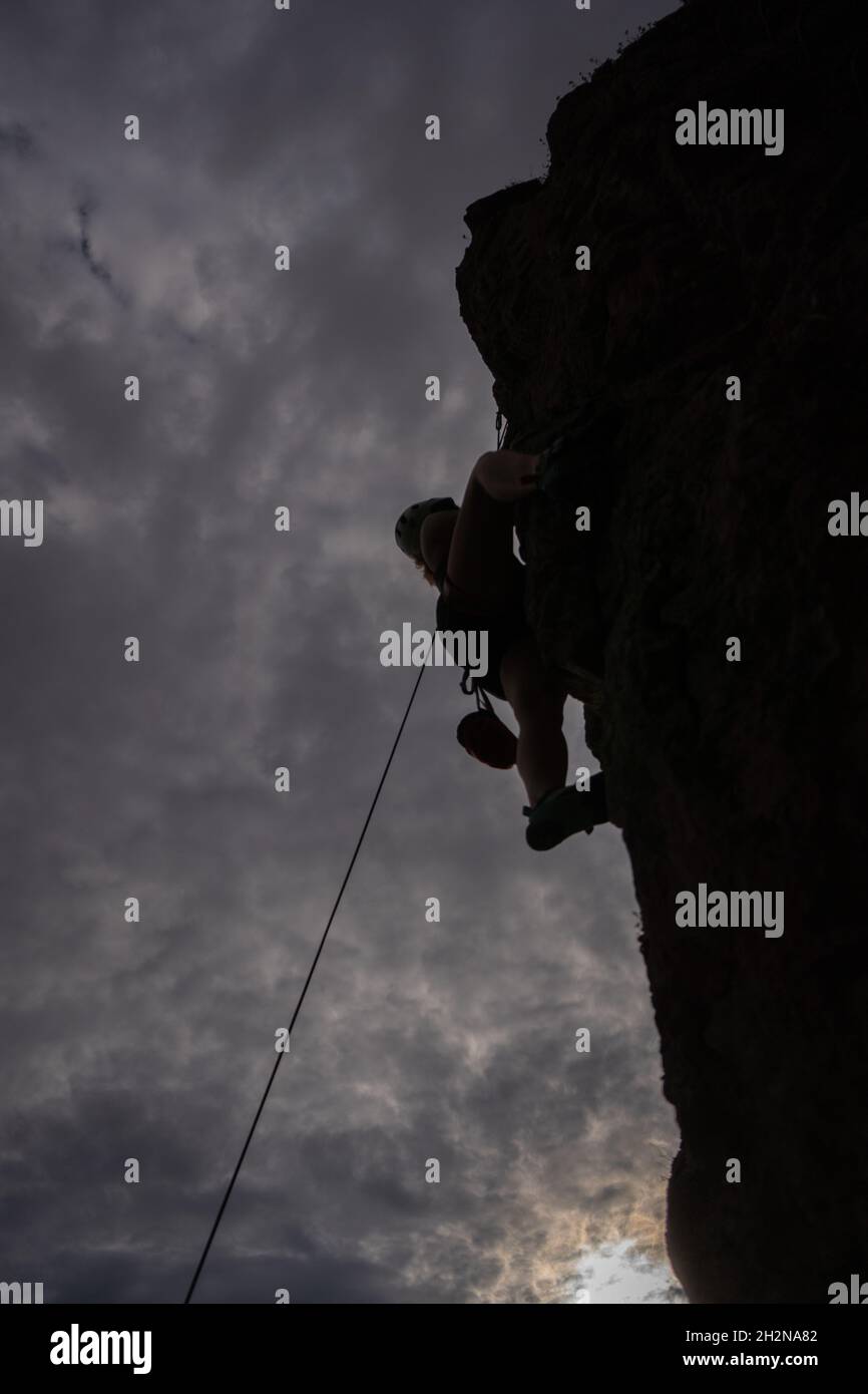 Female climber reaching top mountain hi-res stock photography and ...