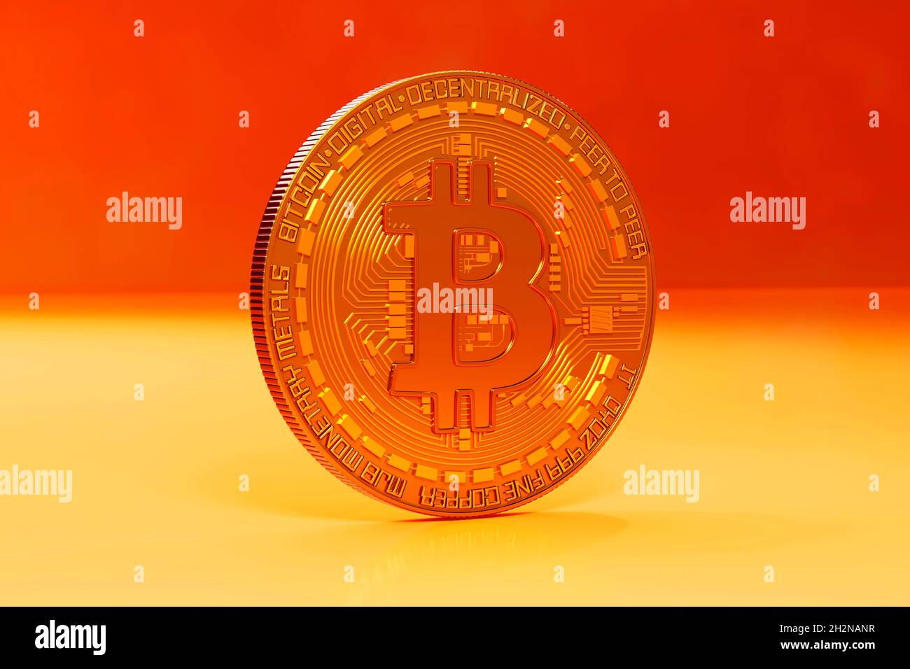 Three dimensional render of single Bitcoin Stock Photo - Alamy