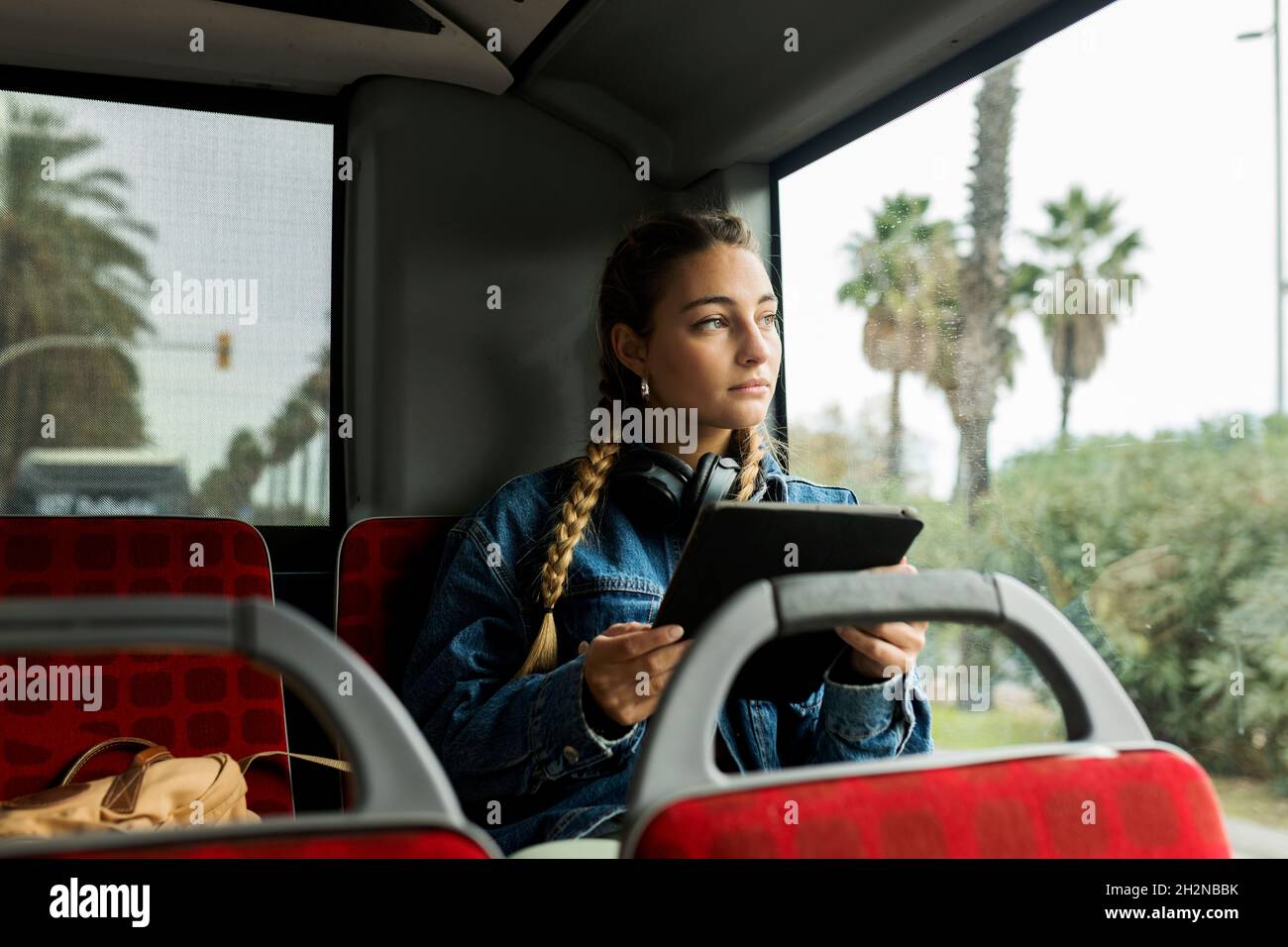 Bus female sitting vehicle hi-res stock photography and images - Alamy
