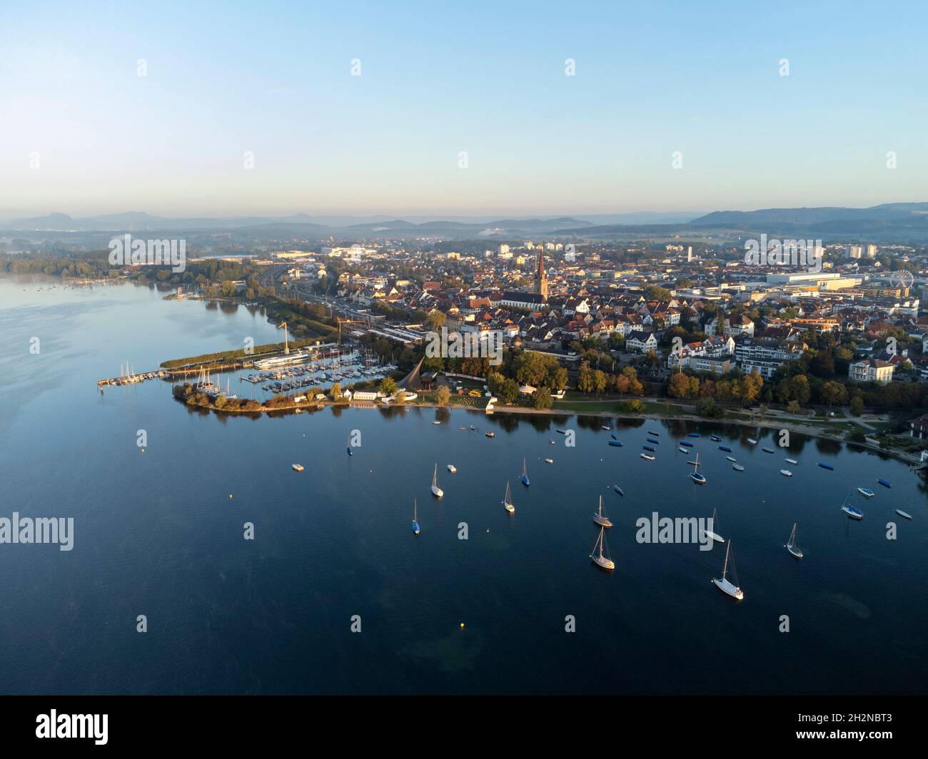 Germany, Baden-Wurttemberg, Radolfzell Am Bodensee, Aerial view of ...