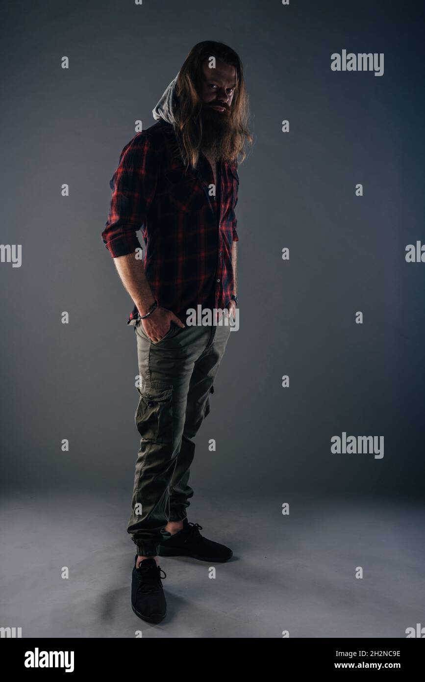 Beautiful strong nordic man with stylish hairstyle and beard on a isolated background Stock ...