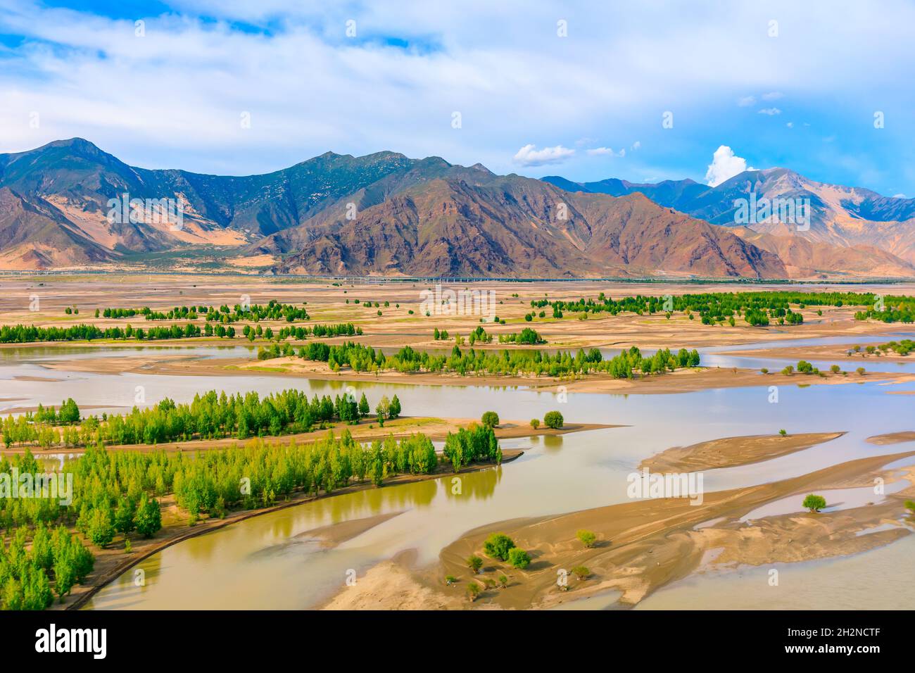 Aerial view of mountain and river with sky clouds natural landscape in ...