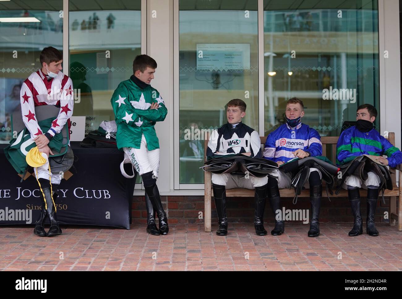 Jockeys (left-right) Mitchell Bastyan, Jordan Gainford Fergus Gillard ...