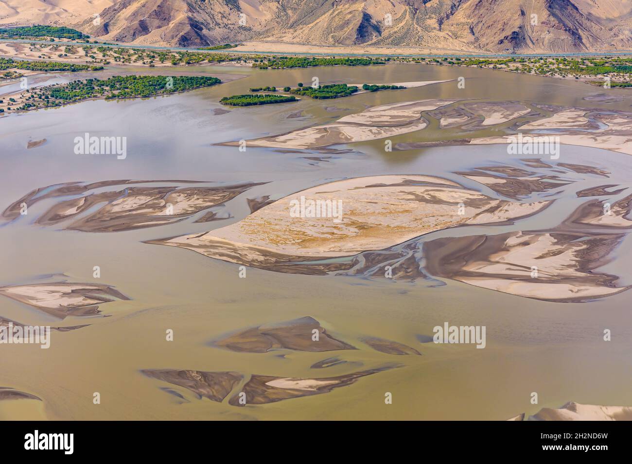 Aerial view of mountain and river with sky clouds natural landscape in ...