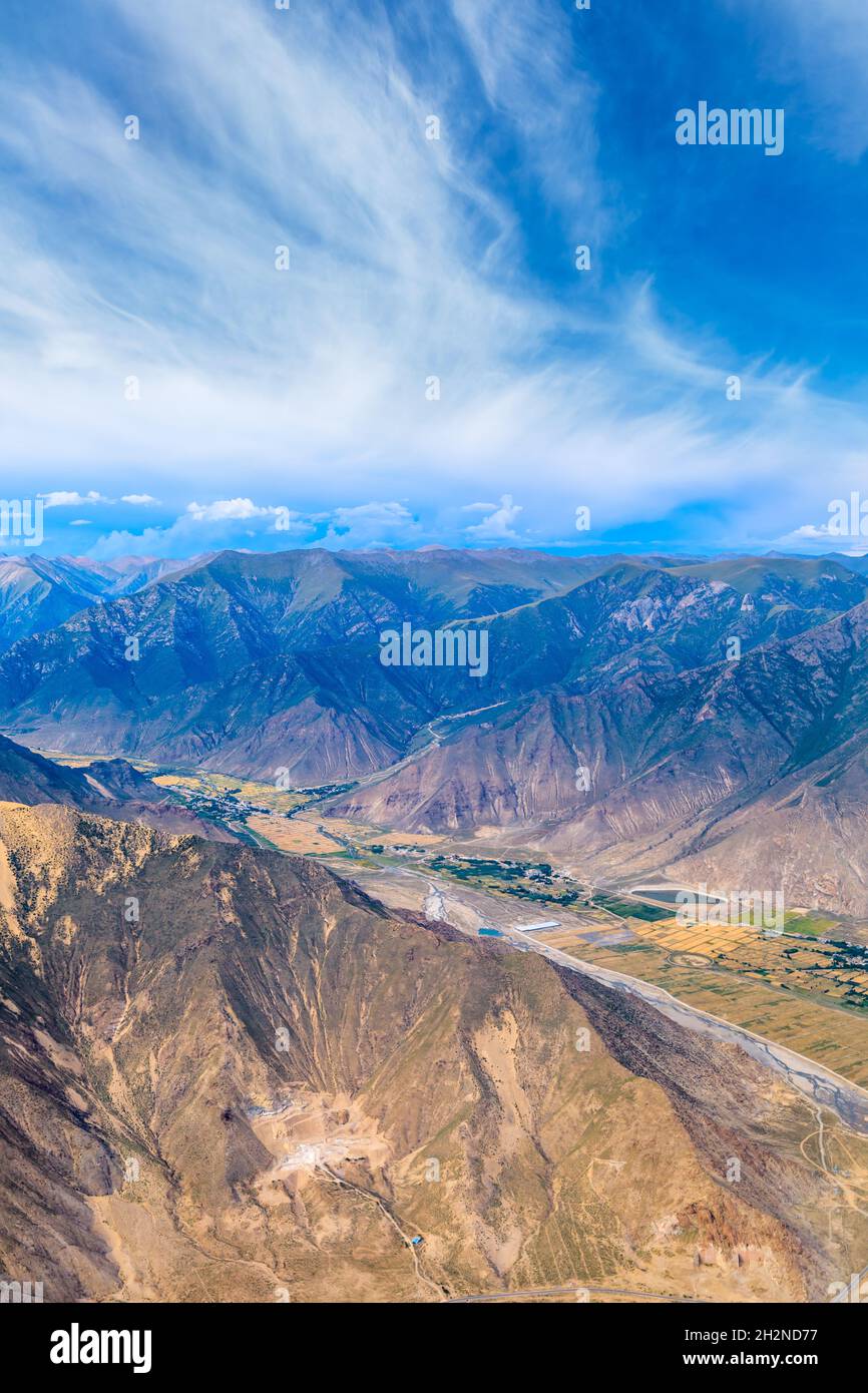Aerial view of mountain and clouds scenery in Tibet,China Stock Photo ...