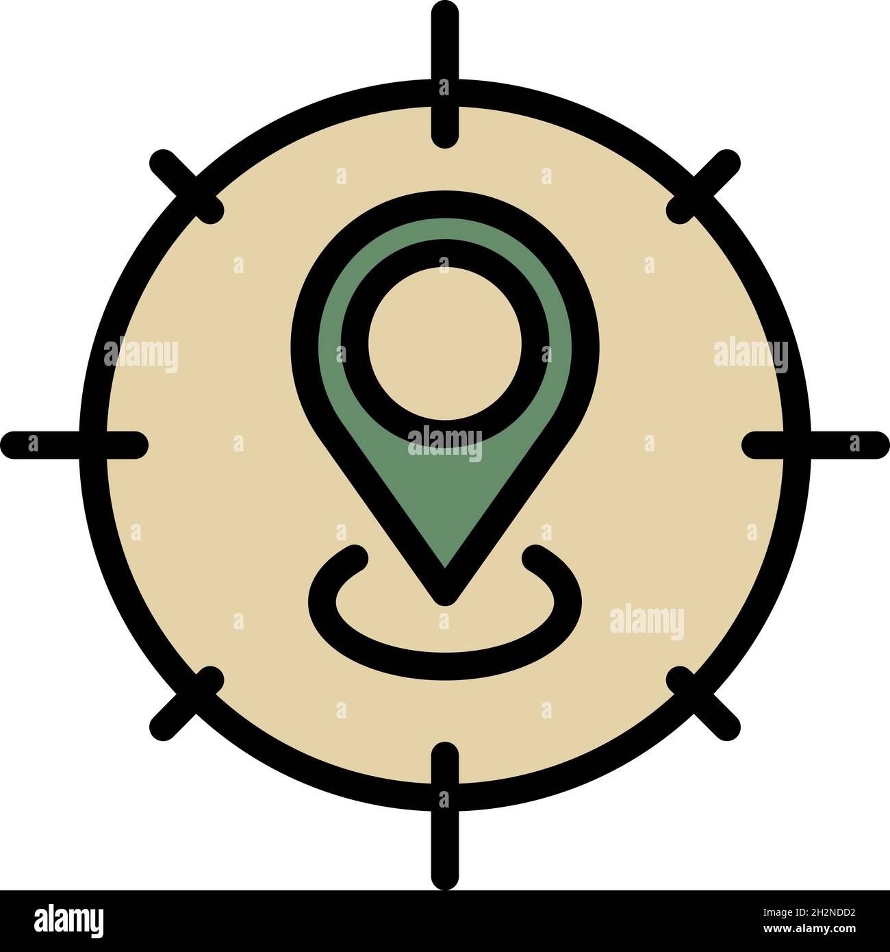 Target map pin icon. Outline target map pin vector icon color flat ...