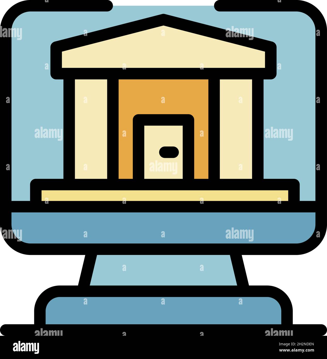 Online bank loan icon. Outline online bank loan vector icon color flat ...