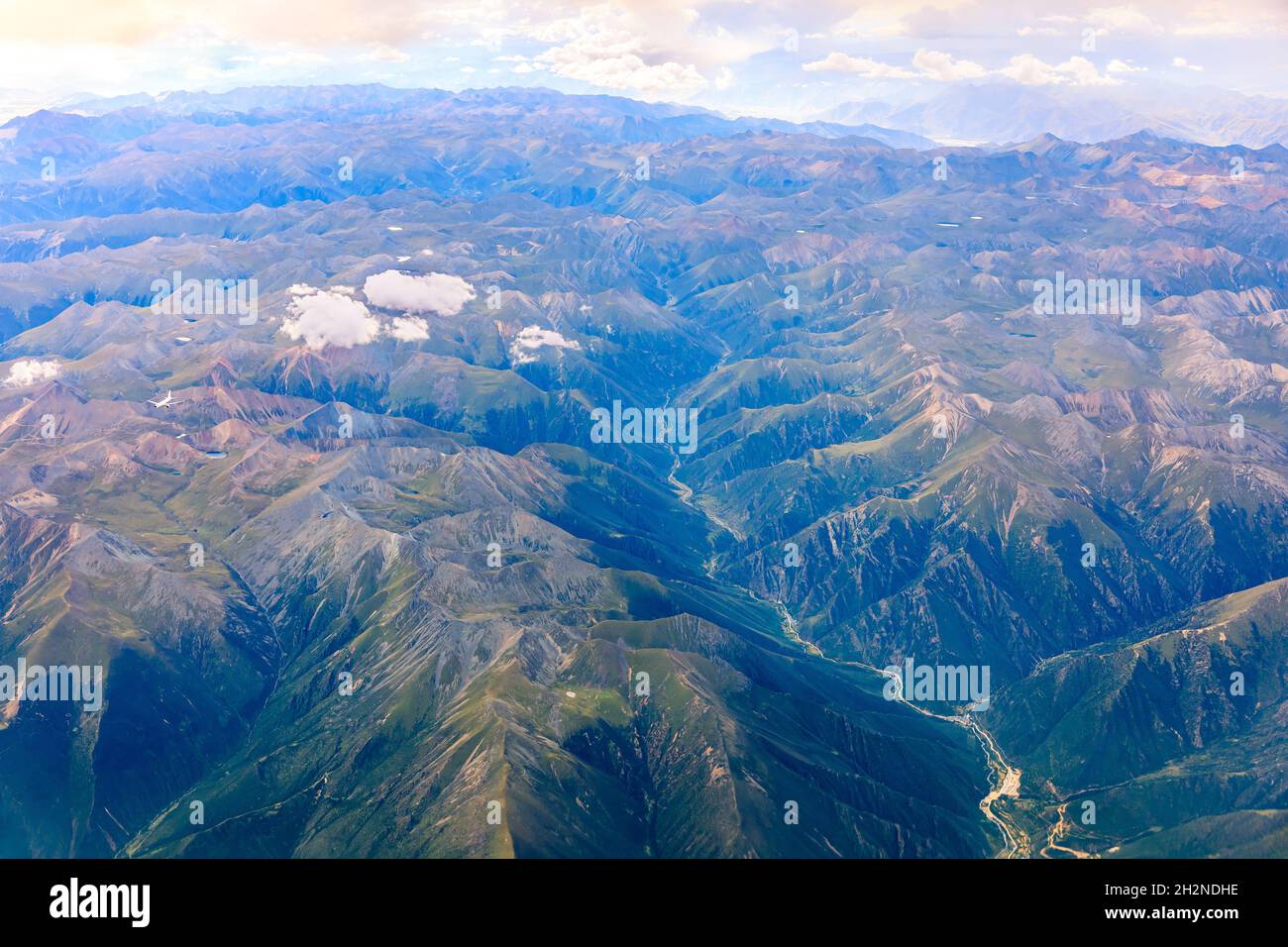 Aerial view of mountain and clouds scenery in Tibet,China Stock Photo ...