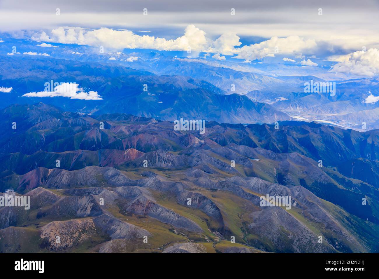 Aerial view of mountain and clouds scenery in Tibet,China Stock Photo ...