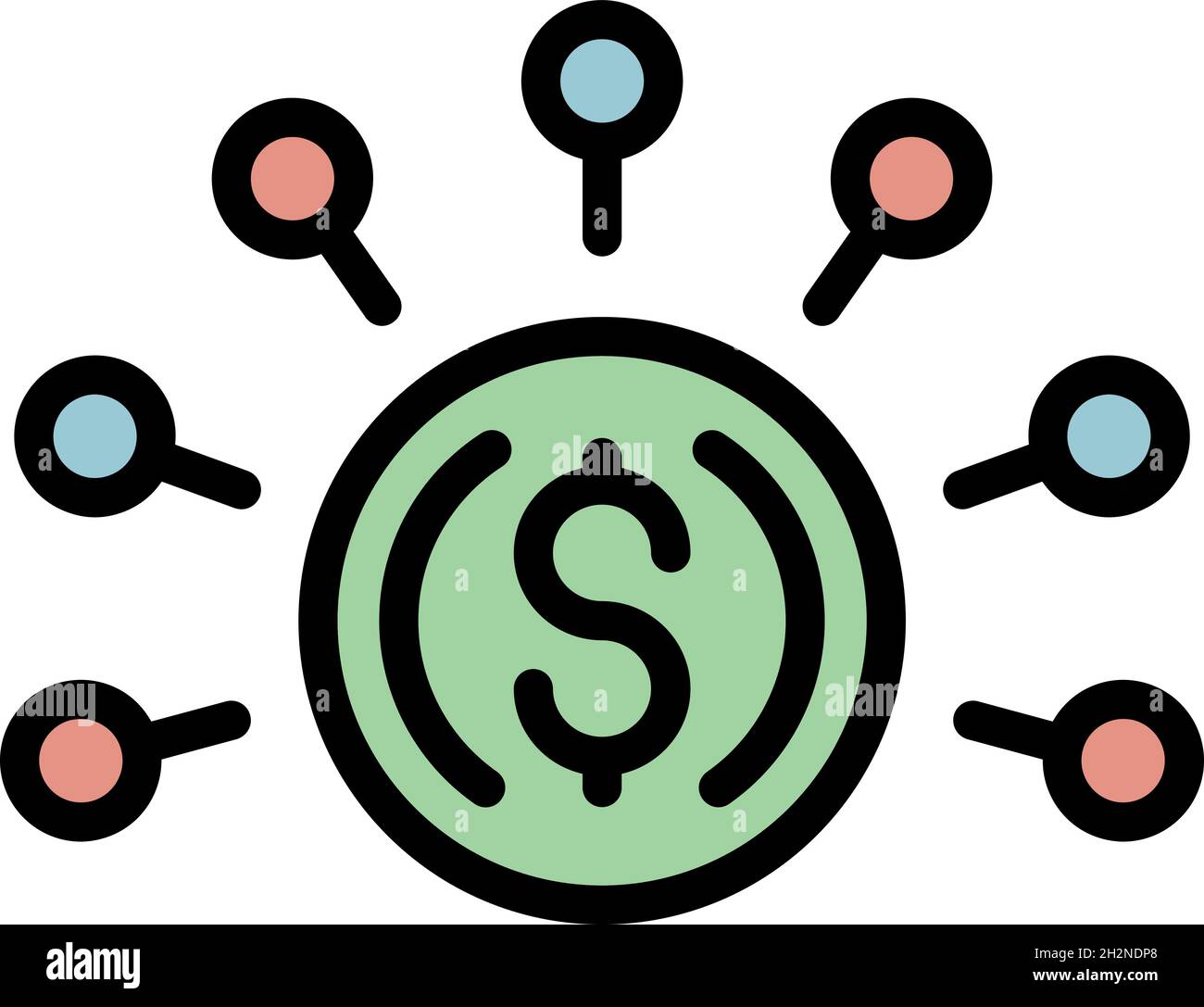 Money loan scheme icon. Outline money loan scheme vector icon color ...