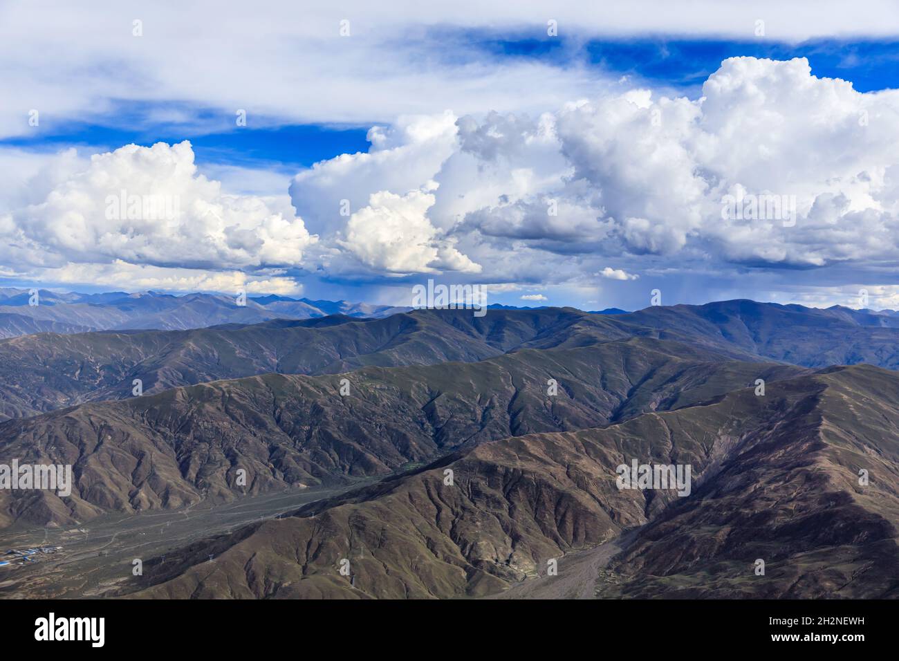 Aerial view of mountain and clouds scenery in Tibet,China Stock Photo ...