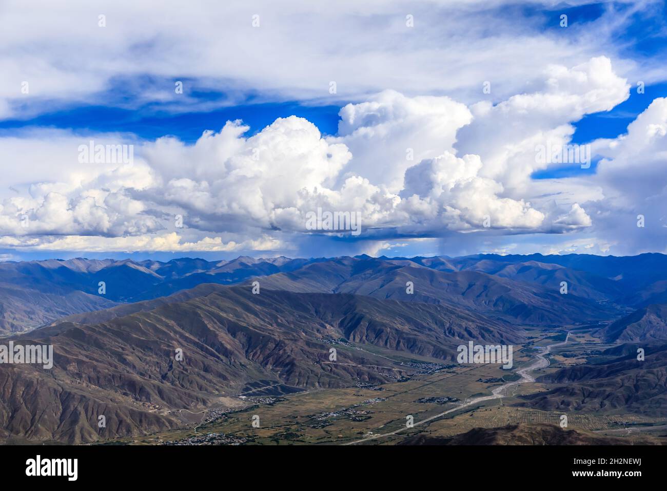 Aerial view of mountain and clouds scenery in Tibet,China Stock Photo ...