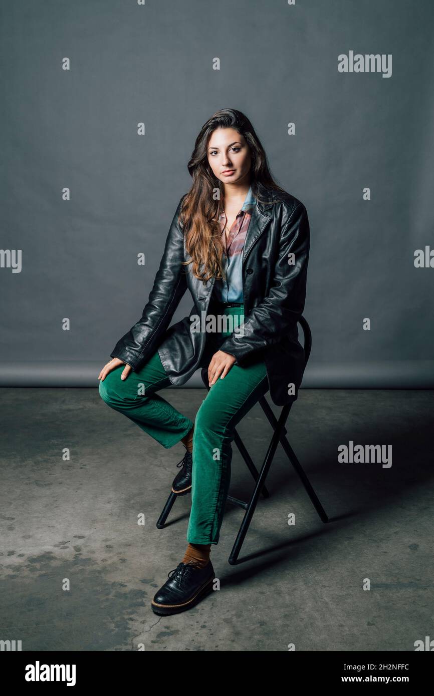 Woman leather jacket hi-res stock photography and images - Alamy