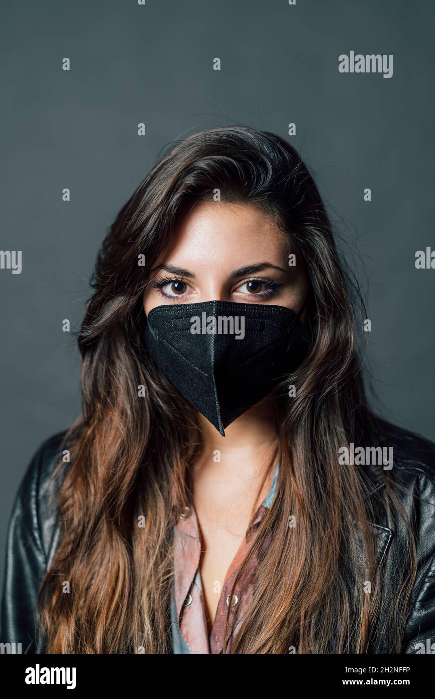 Woman wearing leather mask hi-res stock photography and images - Alamy