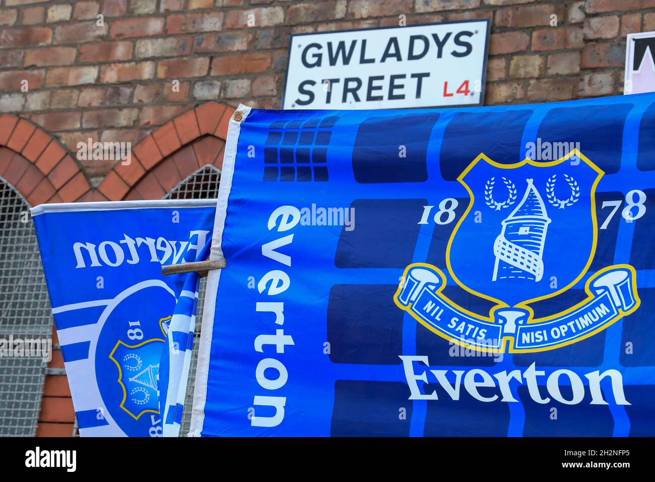 The famous Gladwys Street sign outside Goodison Park Stock Photo - Alamy