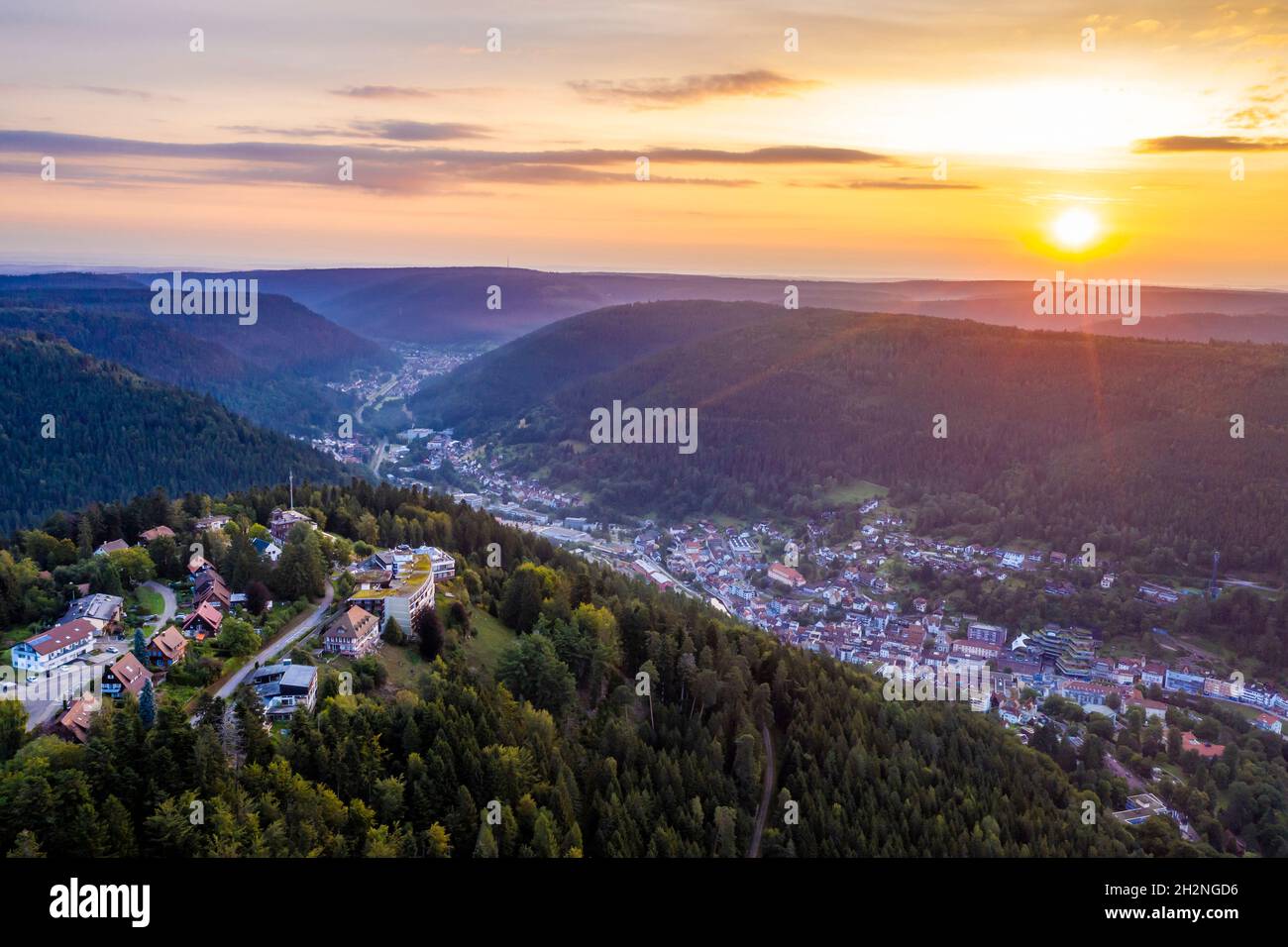 Aerial view town black forest summer sunset hi-res stock photography and images - Alamy