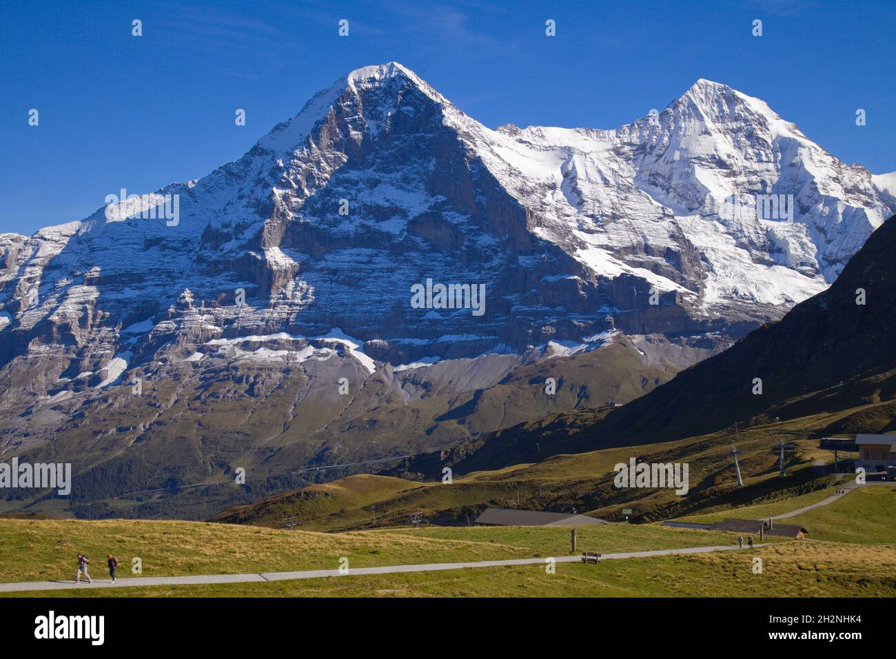 Switzerland, Berne, Alps, Mannlichen, Eiger, Monch, peaks Stock Photo ...