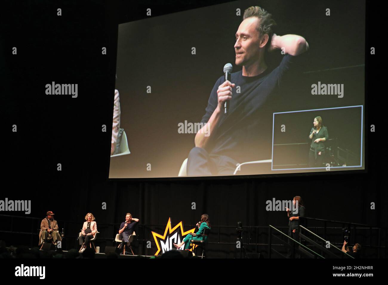 London, UK. 23rd Oct, 2021. Tom Hiddleston who plays Loki, speaking at ...